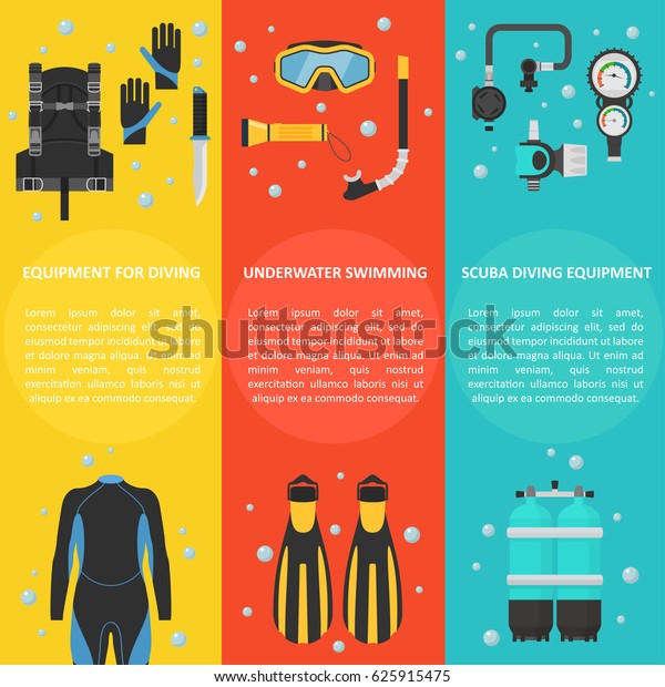 Scuba Diving Vertical Banner Equipment Diving Stock Vector (Royalty ...