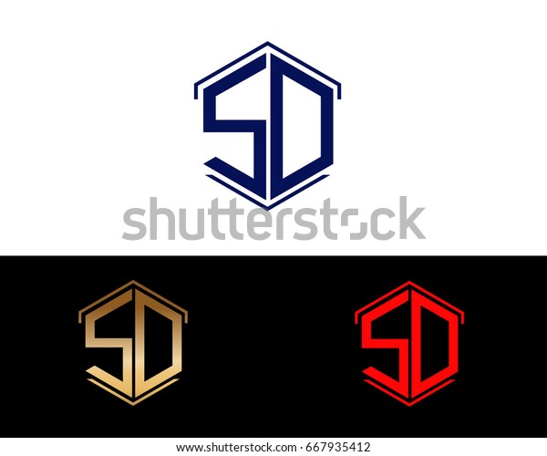 Sd Hexagon Shape Initial Letter Logo Stock Vector (Royalty Free ...