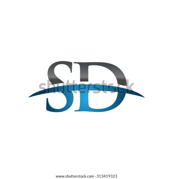 Sd Initial Company Blue Swoosh Logo Stock Vector (Royalty Free) 313419323