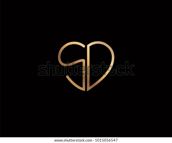 Sd Initial Heart Shape Gold Colored Stock Vector (Royalty Free ...