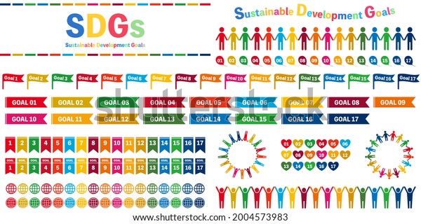 SDG, un conjunto de etiquetas de: vector de stock (libre de regalías ...