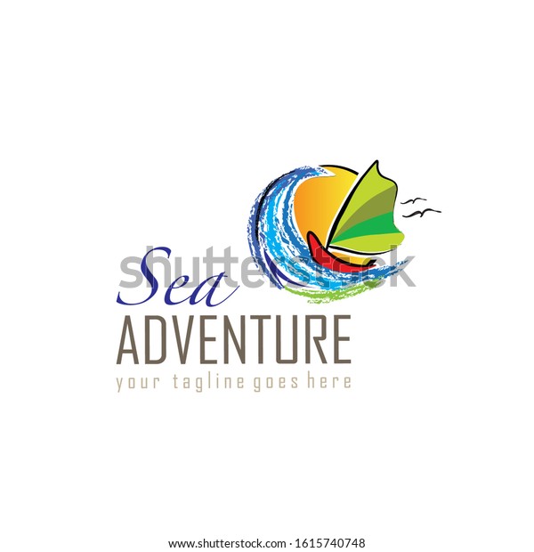 Sea Adventure Logo Design Combination Boat Stock Vector (Royalty Free ...