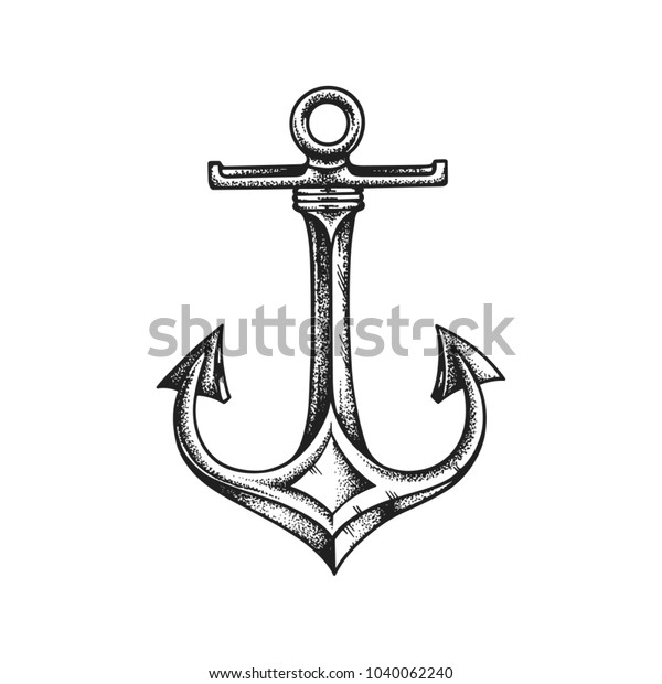 ancla marina. Ilustración vectorial dibujada a mano aislada en fondo blanco