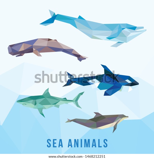 Sea Animals Low Poly Logo Icon Stock Vector (Royalty Free) 1468212251