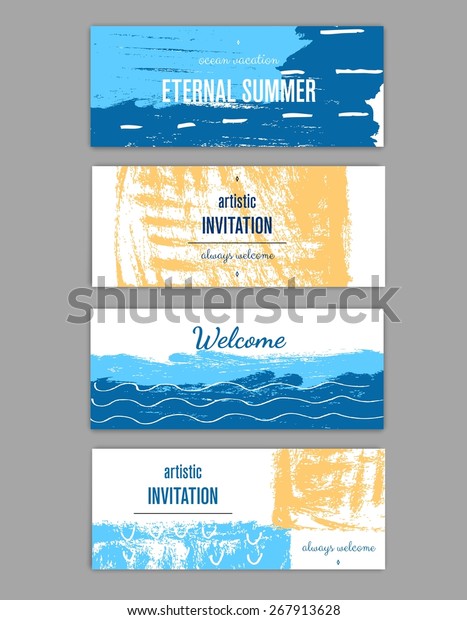 Sea Background Invitation Card Ink Grunge Stock Vector (Royalty Free ...