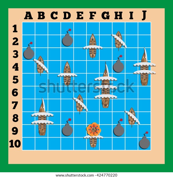 Sea Battle Game Set Vector Illustration Stock Vector (Royalty Free ...