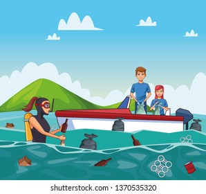 Sea Cleaning Cartoons Stock Vector (Royalty Free) 1370535329 | Shutterstock