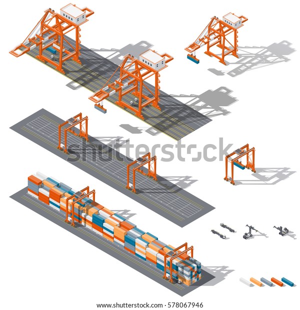 Sea Container Terminal Shiptoshore Storage Containers Stock Vector ...