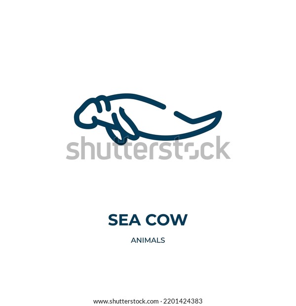 Sea Cow Icon Linear Vector Illustration Stock Vector (Royalty Free ...