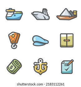 Sea Craft Icons Set Vector Illustration Stock Vector (Royalty Free ...