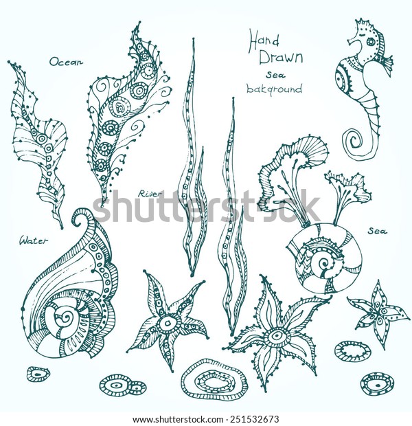 Sea Doodle Set Stock Vector (Royalty Free) 251532673