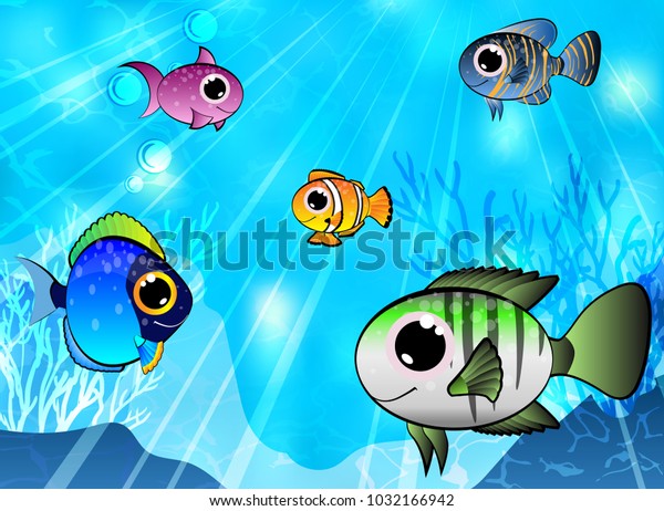 Sea Fish Collection Vector Illustration Marine Stock Vector (Royalty ...