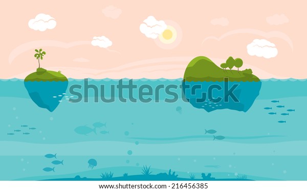 Sea Game Background Islands Underwater Life Stock Vector (Royalty Free ...