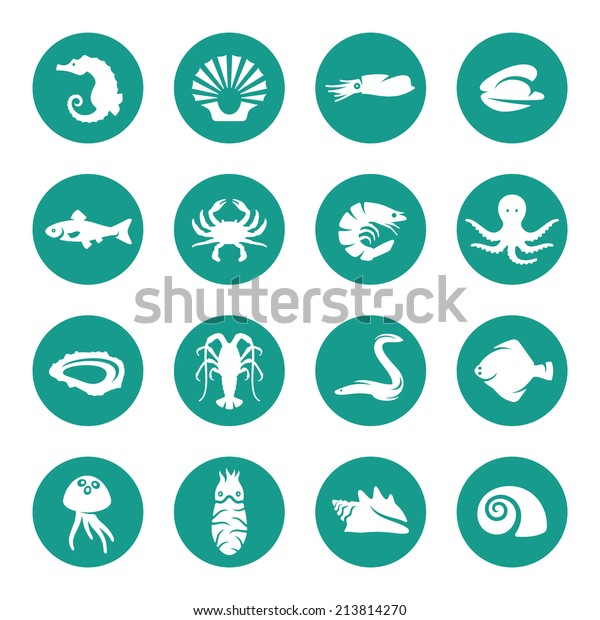 Sea Life Icon Set Stock Vector (Royalty Free) 213814270 | Shutterstock