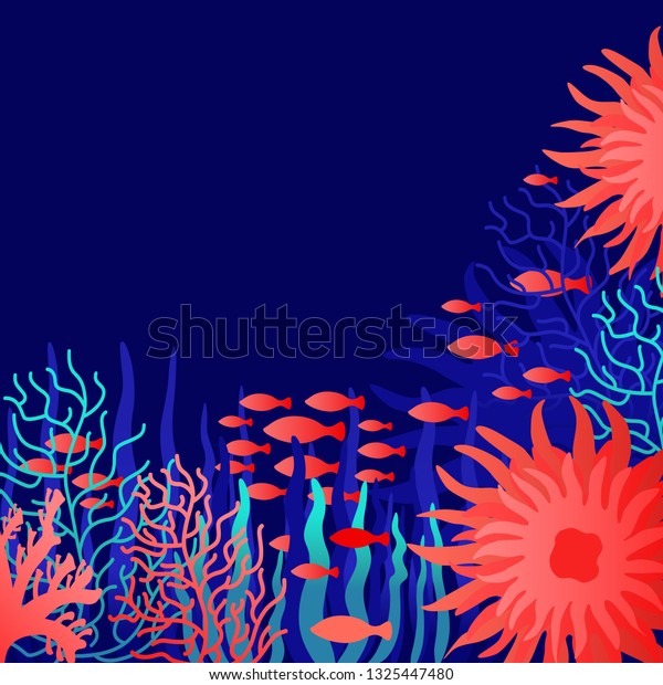 Sea Life Underworld Background Ocean Environment Stock Vector (Royalty ...