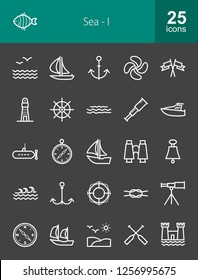 Water Transport Icons Monoline Concept the Stock Vector (Royalty Free ...