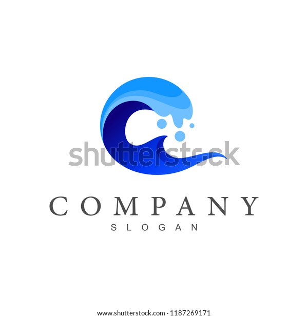sea wave logo with big waves, wave logo,beach icon
