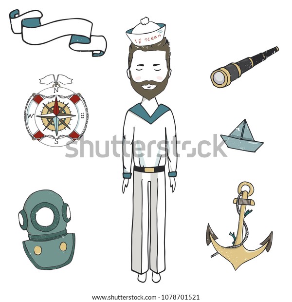 Sea Man Captain Men Clip Art Stock Vector (Royalty Free) 1078701521 ...
