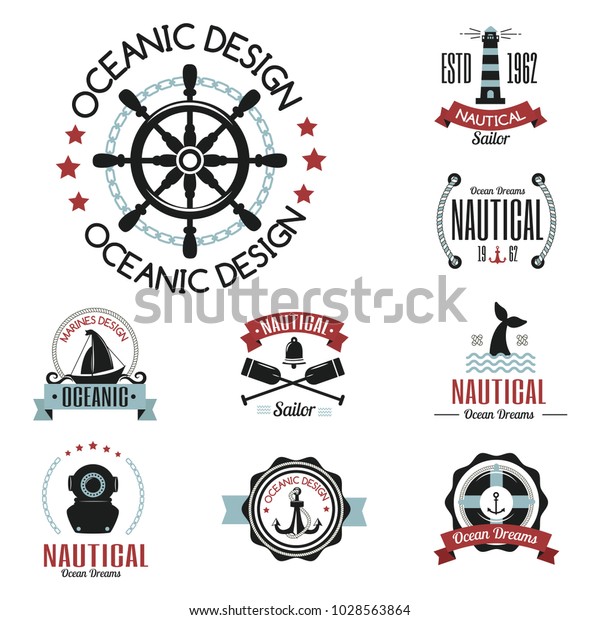 Sea Marine Vector Nautical Logo Icons Stock Vector (Royalty Free ...
