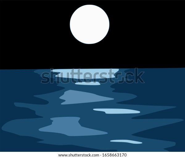 Sea Night Simple Drawing Stock Vector (Royalty Free) 1658663170 ...