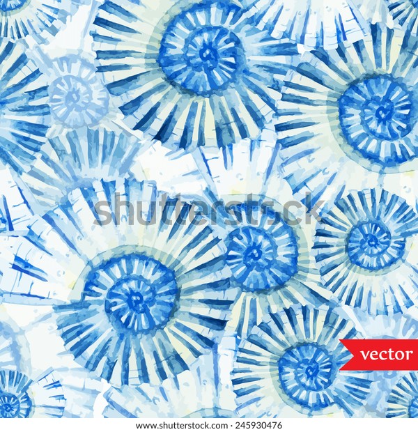 Sea Ocean Pattern Watercolor Shells Background Stock Vector (Royalty ...