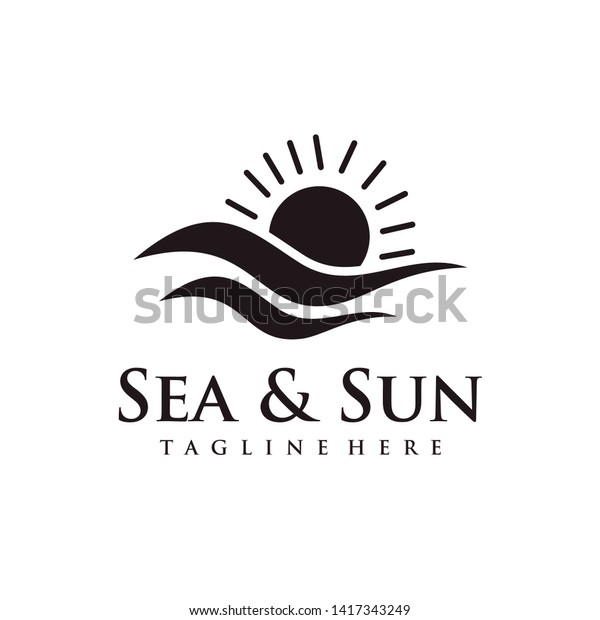 Sea Ocean Sun Logo Design Flat Stock Vector (Royalty Free) 1417343249 ...