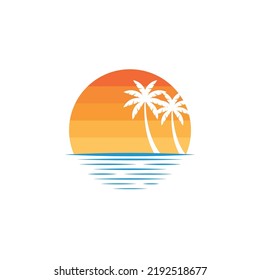Sea Ocean Sunset Logo Beach Design Stock Vector (Royalty Free ...