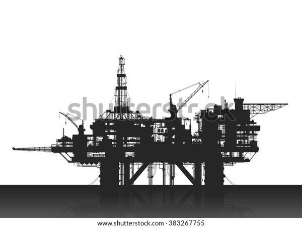 Vektor Stok Sea Oil Rig Oil Platform Deep (Tanpa Royalti) 383267755 ...