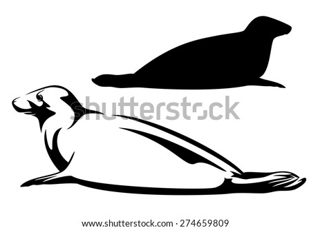 Sea Seal Black White Vector Design Stock Vector (Royalty Free ...