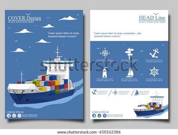 Sea Shipping Poster Template Set Maritime Stock Vector (Royalty Free ...