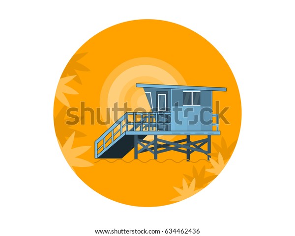 Sea Side Summer Landscape Lifeguard House Stock Vector (Royalty Free ...
