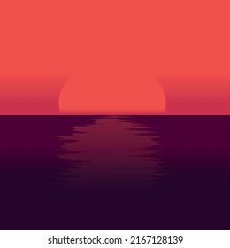 Sea Sunset Illustration Sun Reflection Water Stock Vector (Royalty Free ...