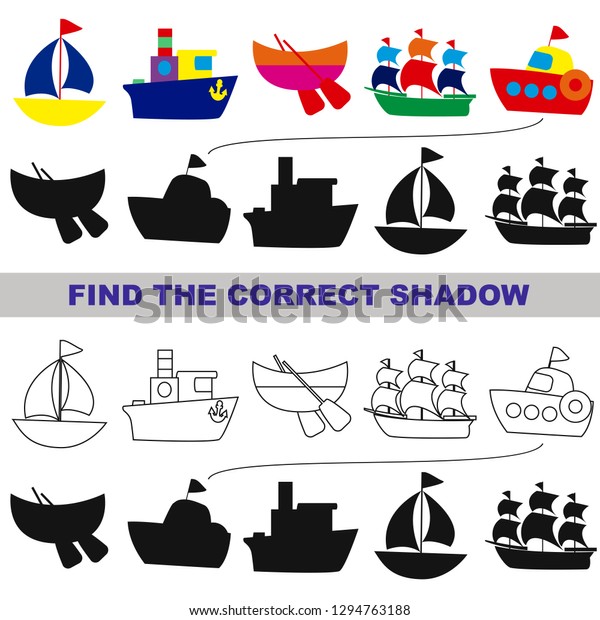 Sea Transport Cartoon Find Correct Shadow Stock Vector (Royalty Free ...