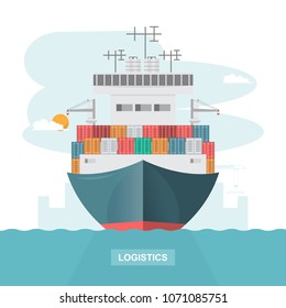 Sea Transportation Logistic Sea Freight Cargo Stock Vector (Royalty ...