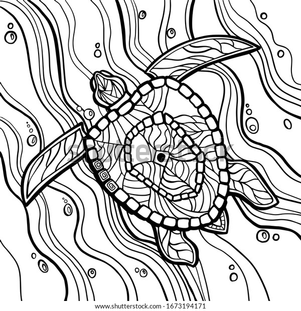 Sea Turtle Coloring Book Vector Illustration Stock Vector (Royalty Free ...