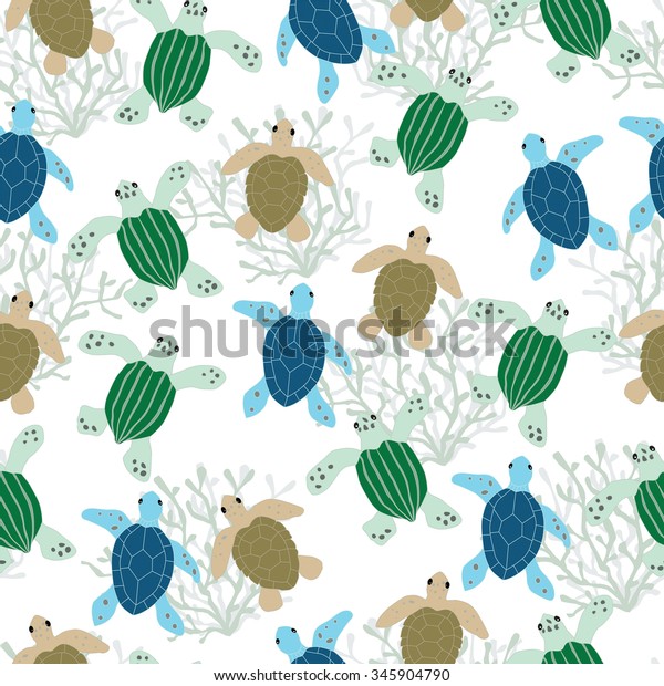 Sea Turtle Pattern Seamless Pattern Background Stock Vector Royalty