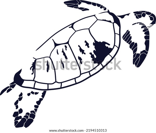 Sea Turtle Silhouette Animal Vector Stock Vector (Royalty Free ...