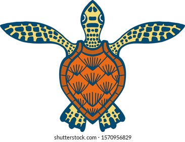 Sea Turtle Vector Drawing Colorful Illustration Stock Vector (Royalty ...