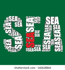 Sea Typography 3d Text Word Art Stock Vector (Royalty Free) 160628864 ...