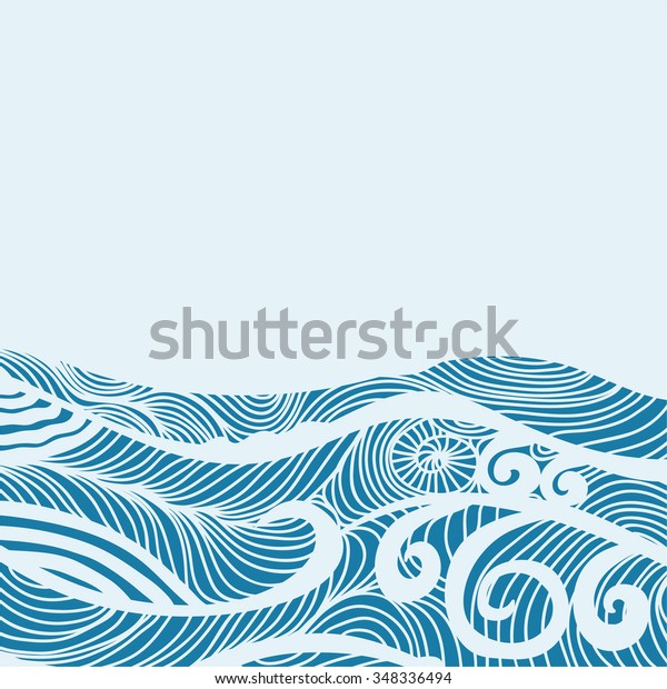 Vektor Stok Sea Vector Illustration (Tanpa Royalti) 348336494 ...