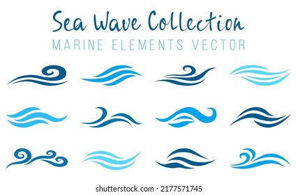 Sea Wave Collection Marine Elements Vector Stock Vector (Royalty Free ...