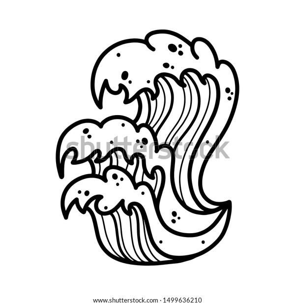 Sea Wave Hand Drawing Old School 库存矢量图（免版税）1499636210 | Shutterstock