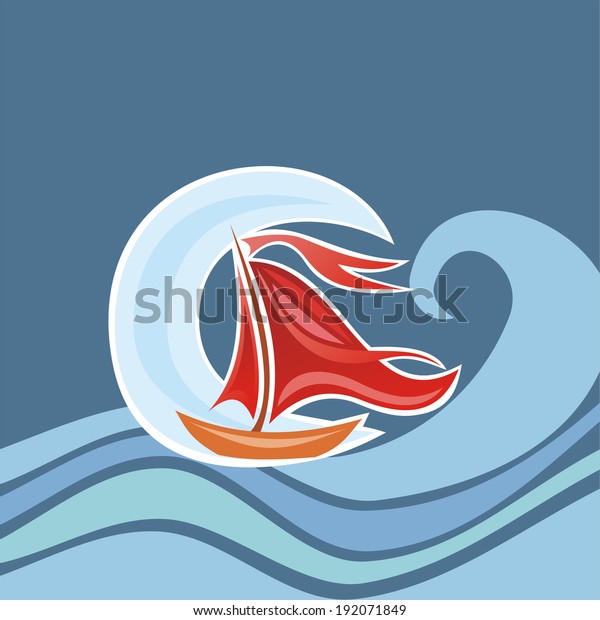 Sea Wave Ship Vector Illustration Stock Vector (Royalty Free) 192071849 ...