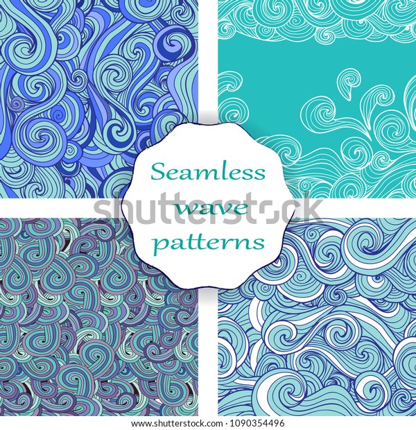 Sea Wave Vector Illustration Zentangle Style Stock Vector (Royalty Free ...