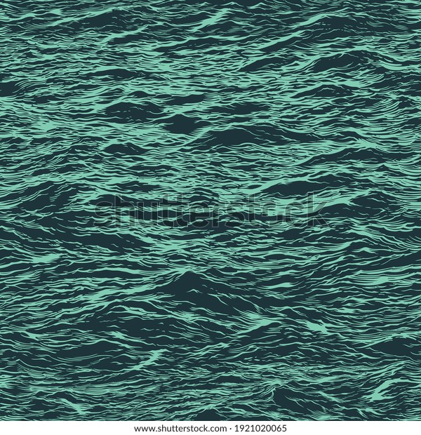 Sea Waves Hand Drawn Engraving Editable Stock Vector (Royalty Free ...