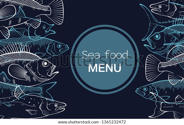 Seafood Frame Vector Illustration Restaurant Menu Stock Vector (Royalty ...