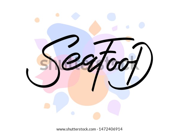 Seafood Hand Drawn Lettering Template Logo Stock Vector (Royalty Free ...