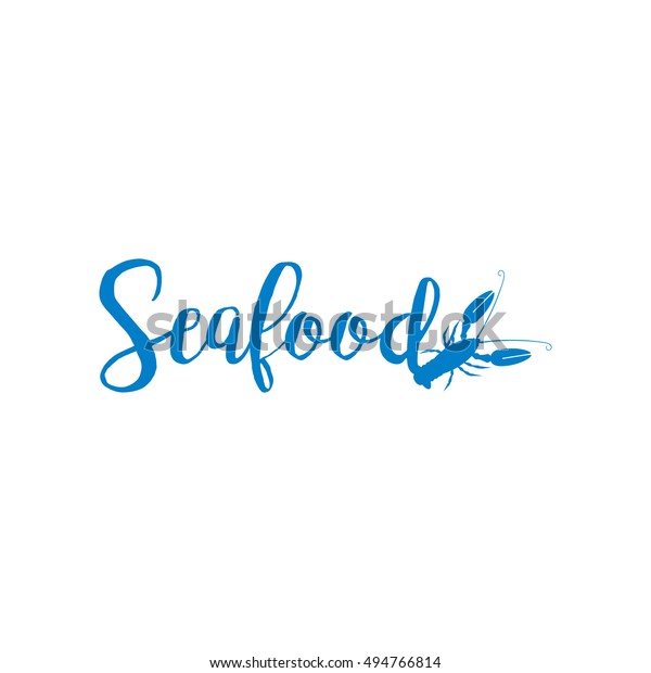 Seafood Lettering Design Isolated On White Stock Vector (Royalty Free ...
