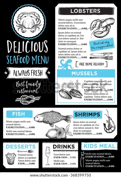 Seafood Restaurant Brochure Menu Design Vector Stock Vector (Royalty ...