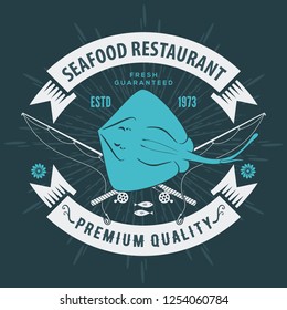 Seafood Restaurant Logo Ray Fish Fishing Stock Vector (Royalty Free ...